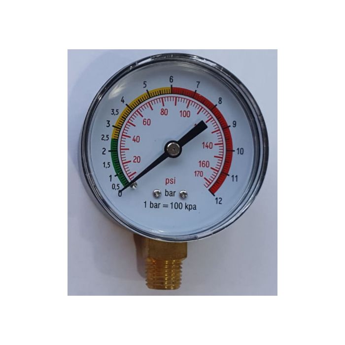 MANOMETER TBV B735 1/4" O.A. Ø63 MM 0-12 BAR | K&W Tools